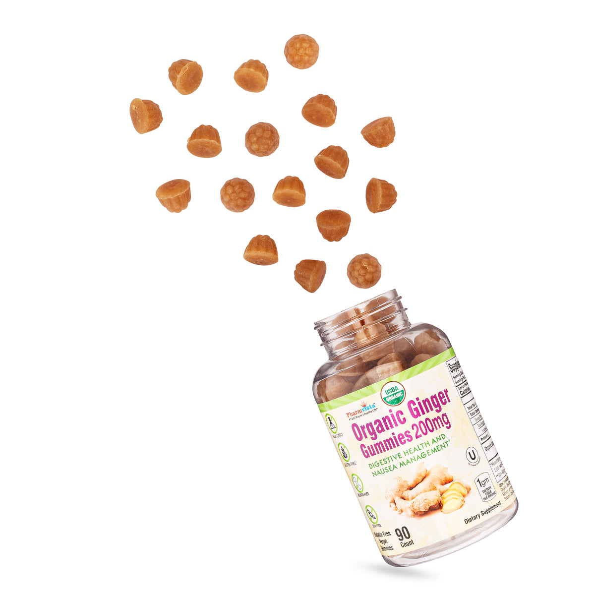 Buy Gelatin Free Online - Organic Ginger Gummies 200mg – Pharmvista Gummy